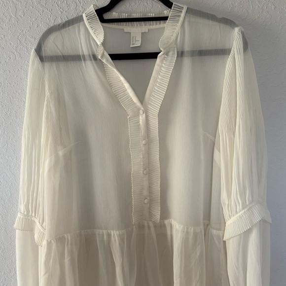H&M | Tops | Hm Cream Sheer Blouse | Poshmark
